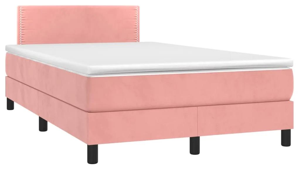 Box spring postel s matrací a LED růžová 120 x 190 cm samet,  3270152