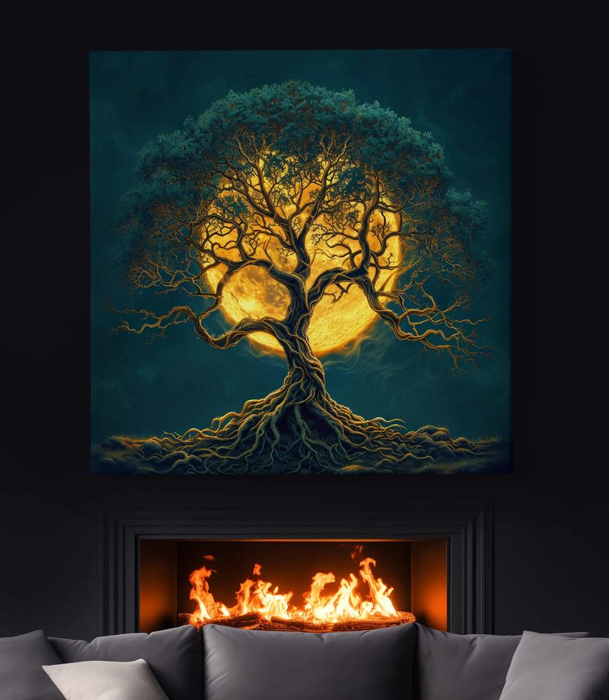 Obraz na plátně - Strom života Zářivý úplněk FeelHappy.cz Velikost obrazu: 120 x 120 cm