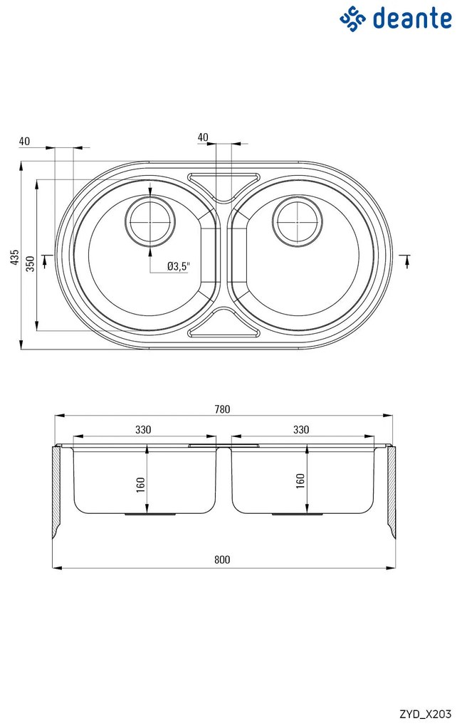Deante Dřez Duet 2 komory, nerez - ZYD 0203