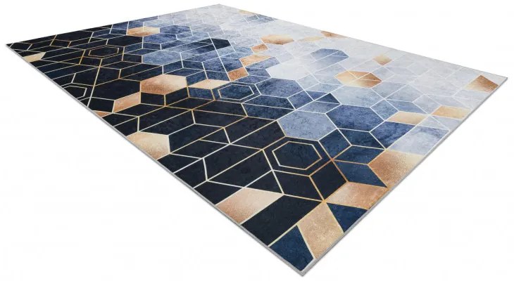 Dywany Łuszczów, Kusový koberec ANDRE Geometric 1216, 80x150, modrá, chodba / předsíň