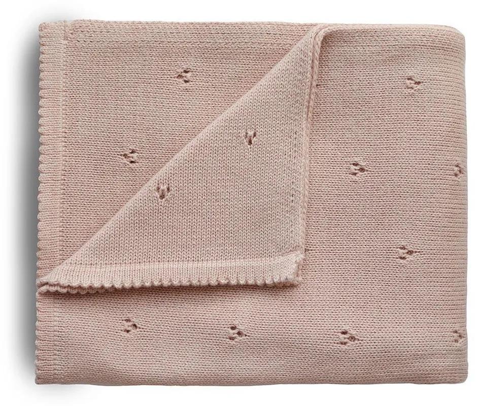 Mushie pletená dětská deka z organické bavlny Dírkovaná Blush