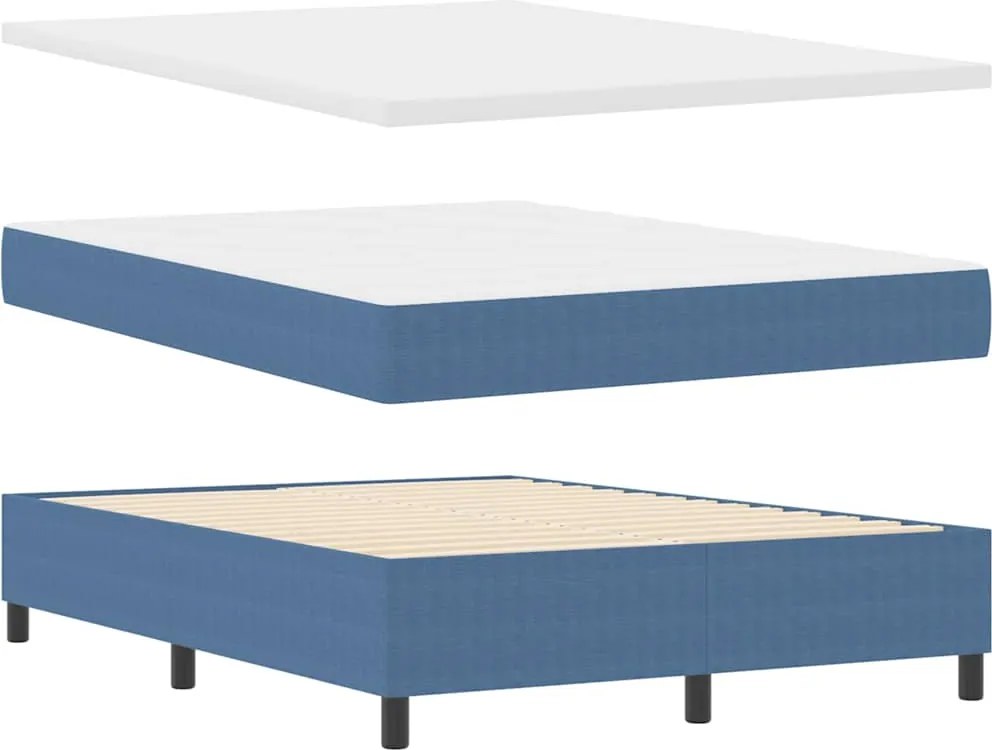Postel s boxspringem Modrá a bílá 140 x 190 cm Žebrovaná látka 3337465