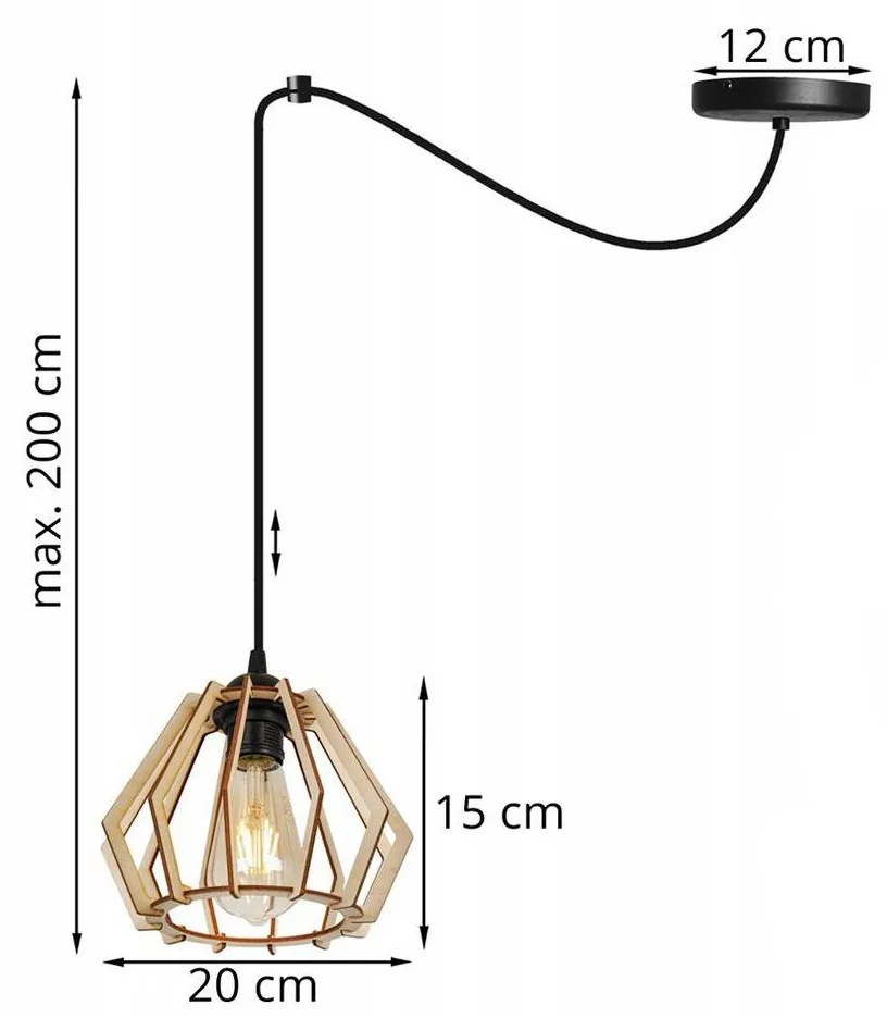 Závěsné svítidlo TIMBER SPIDER, 1x dřevěné stínítko