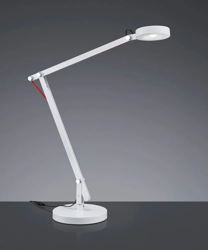 Bílá LED stolní lampa s ohybatelnou konstrukcí (výška 90 cm) Amsterdam – Trio