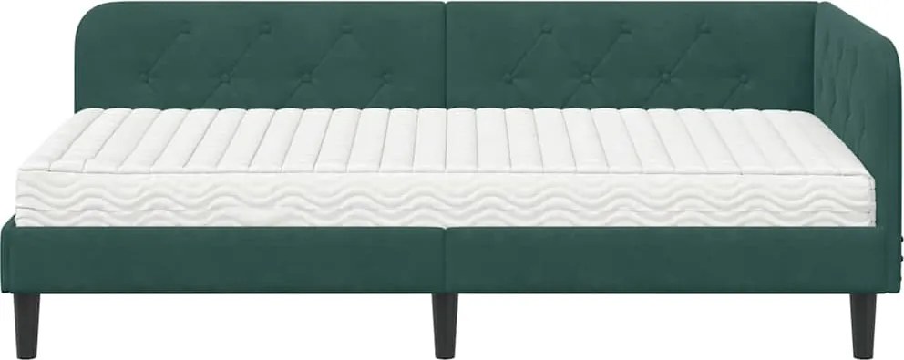 Rohový rám postele Tmavě zelená 90 x 200 cm samet 3394156