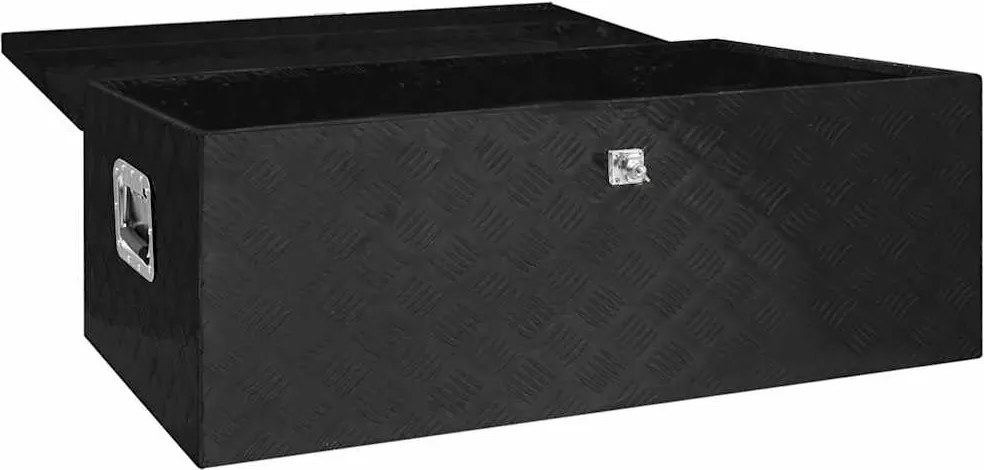 Úložný box černý 100 x 55 x 37 cm hliník 152257