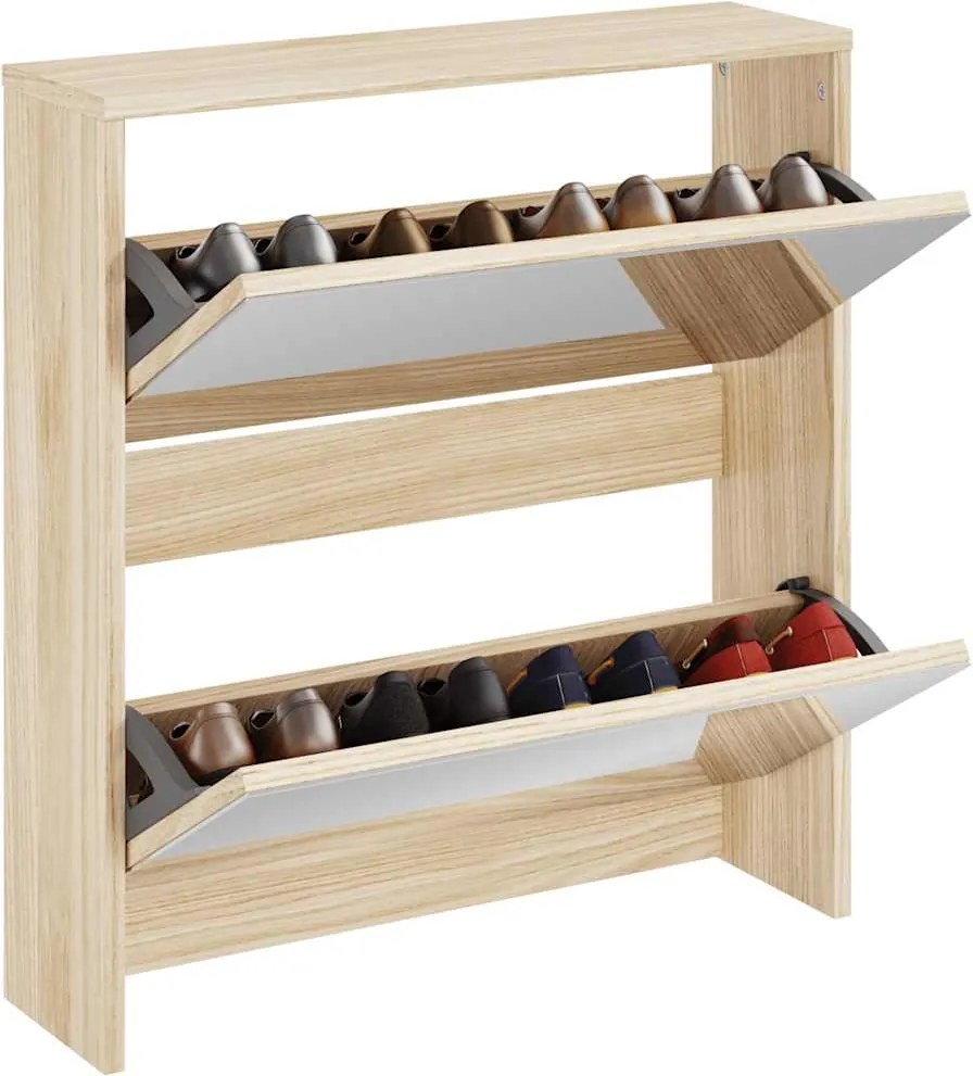 Botník dvoupatrový zrcadlo dub 63 x 17 x 67 cm 243045