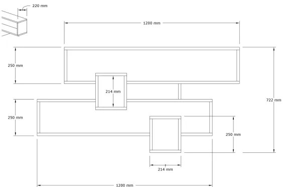 Nástěnná police KAREN 120x72,2 cm antracit/hnědá
