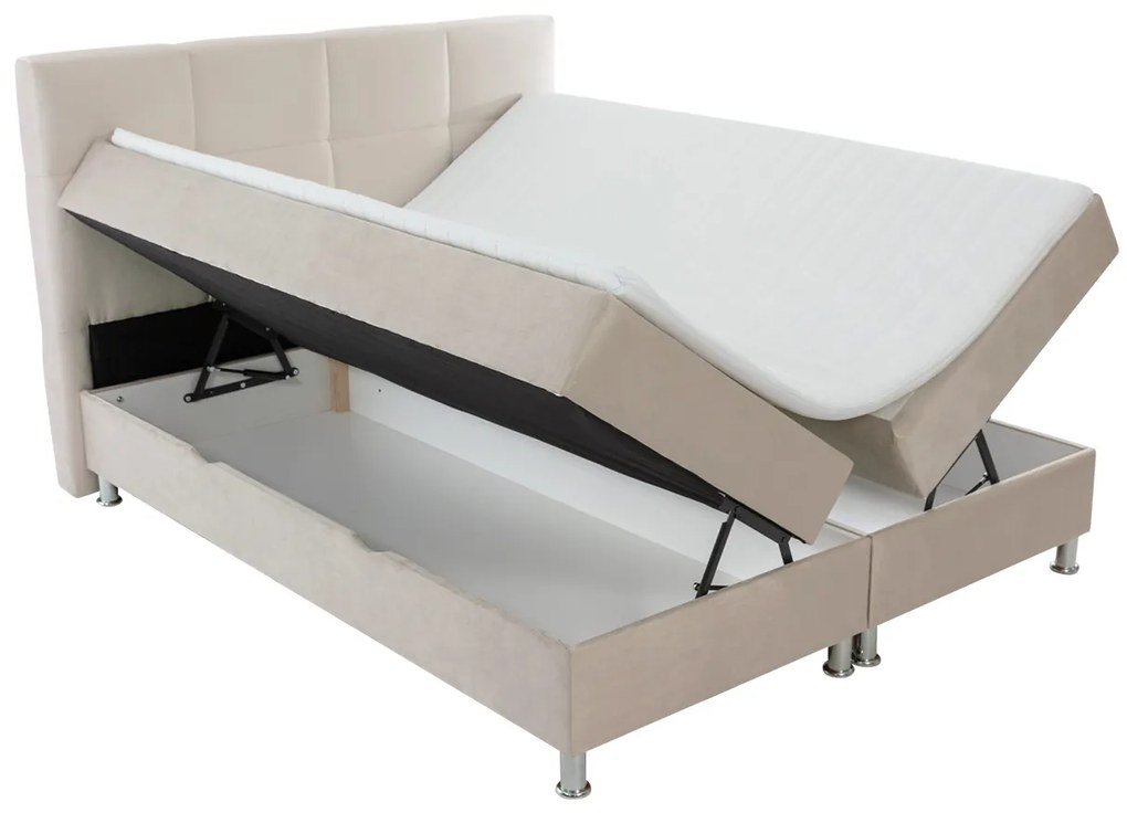 Moderní box spring postel Angela 180x200, béžová