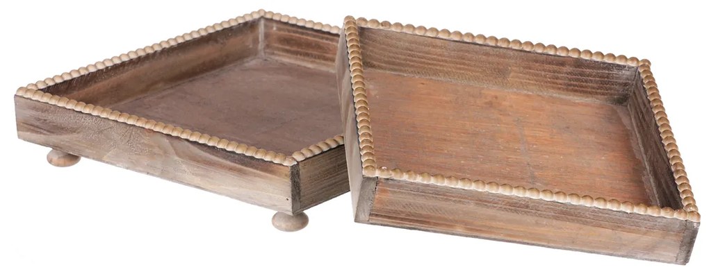 Tác dřevěný, čtverec. Cena za 1 sadu (2ks) LD-0353 NAT