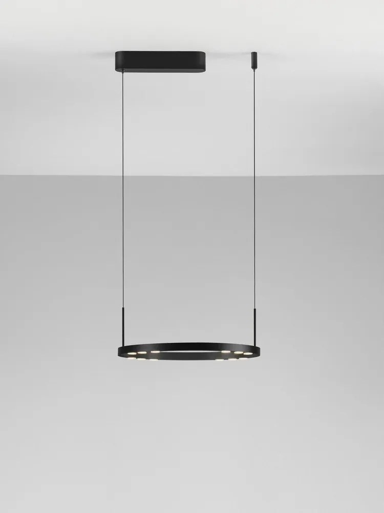 Matně černé hliníkové LED stmívatelné závěsné svítidlo ø 40 cm Lunette – Nova Luce