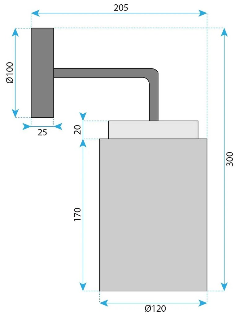 Toolight Toolight, nástěnné svítidlo 1xE27, APP1814-1W, černá-kouřové sklo, OSW-00664