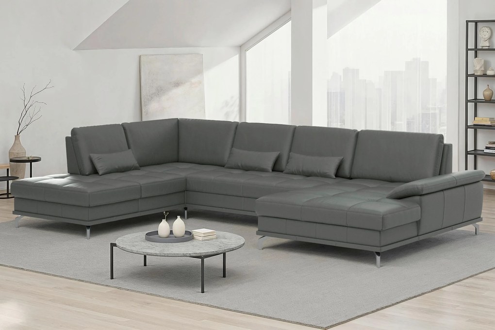 XXXLutz SEDACÍ SOUPRAVA, kůže, antracitová Sit & More - Sedací soupravy - 00014403971M