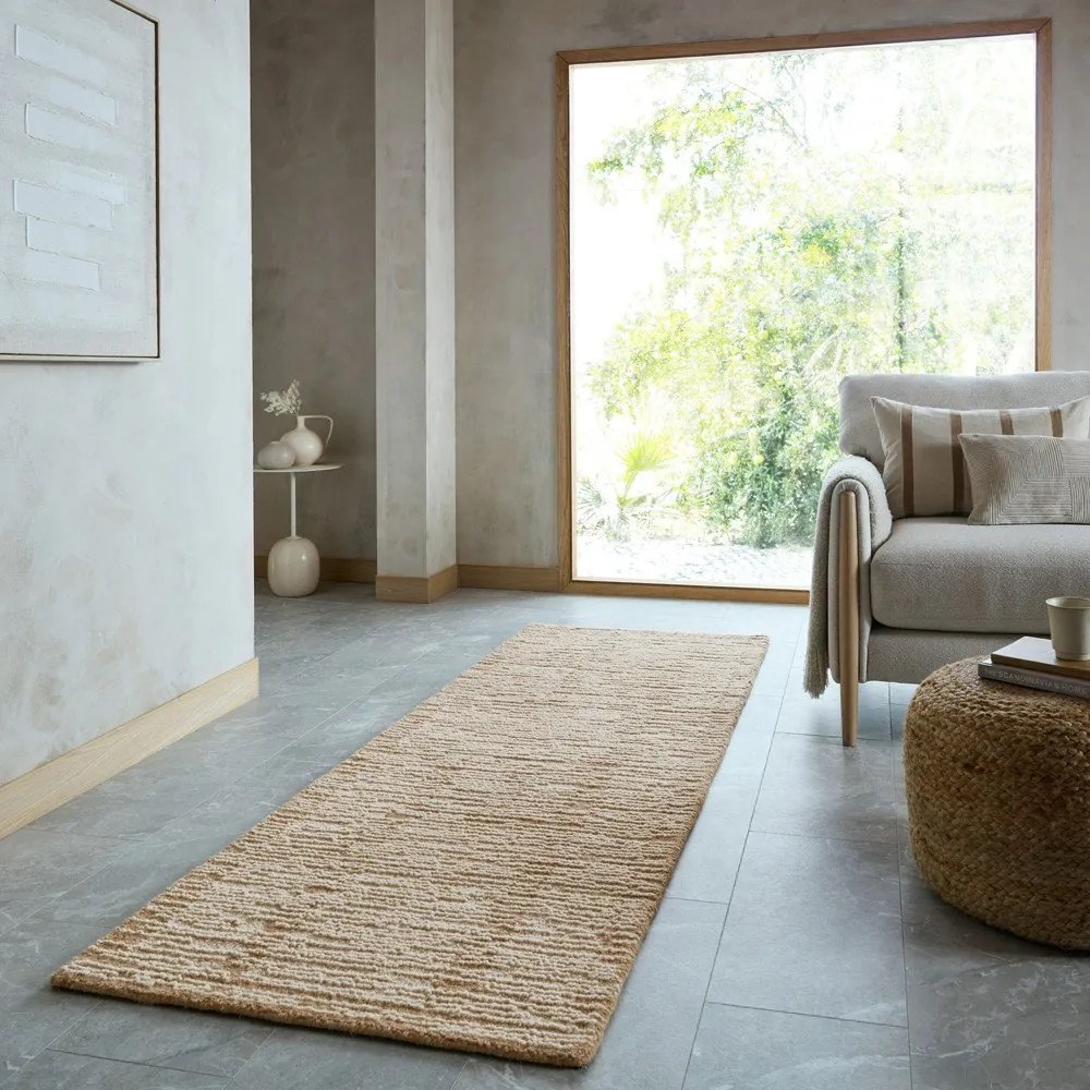 Ručně tkaný vlněný běhoun v přírodní barvě 80x230 cm Harris Modula Wool – Flair Rugs
