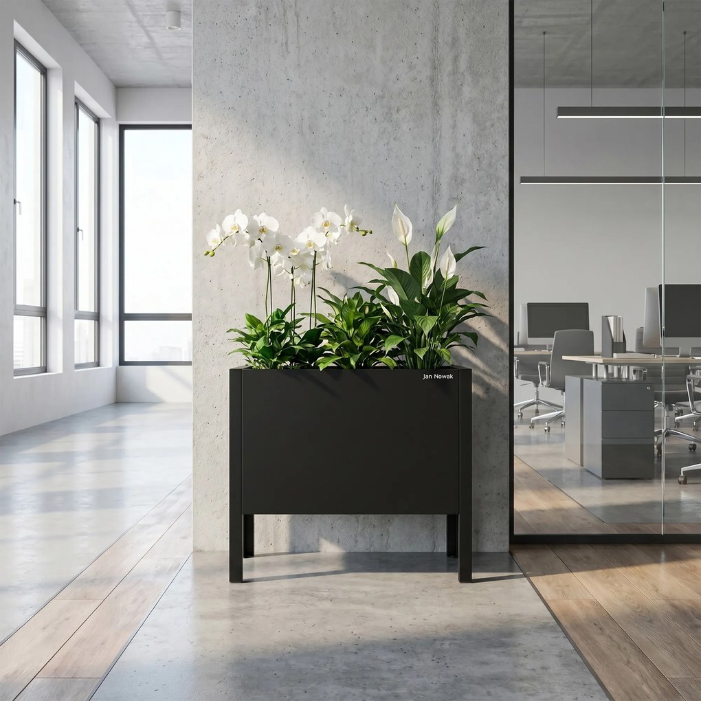 Malý černý kovový kryt na květináč: DAISY 400 x 350 x 250 mm