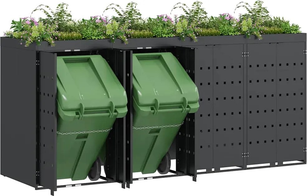 Úložný box na 4 popelnice Antracit 272 x 77,5 x 121,5 cm 3394745