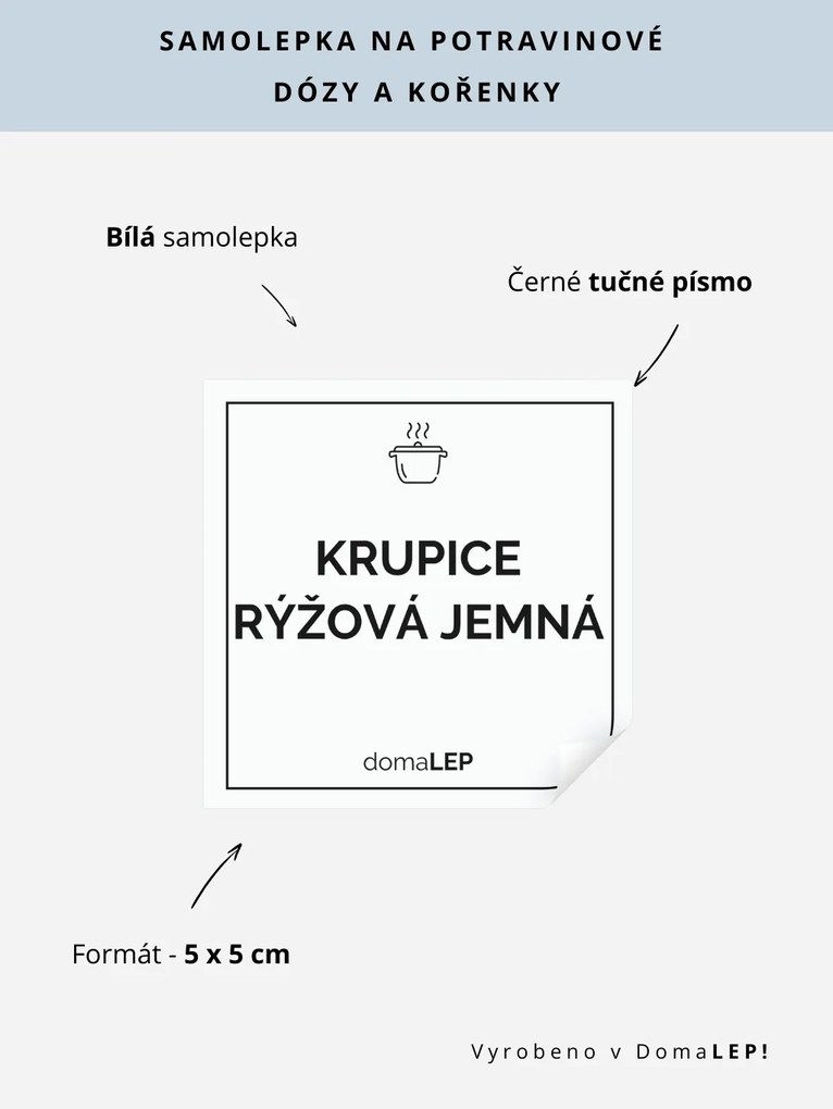 KRUPICE RÝŽOVÁ JEMNÁ - omyvatelná samolepka na dózu, výběr rozměrů Ø 5 cm / 5 x 5 cm / 6 x 8 cm | DomaLEP