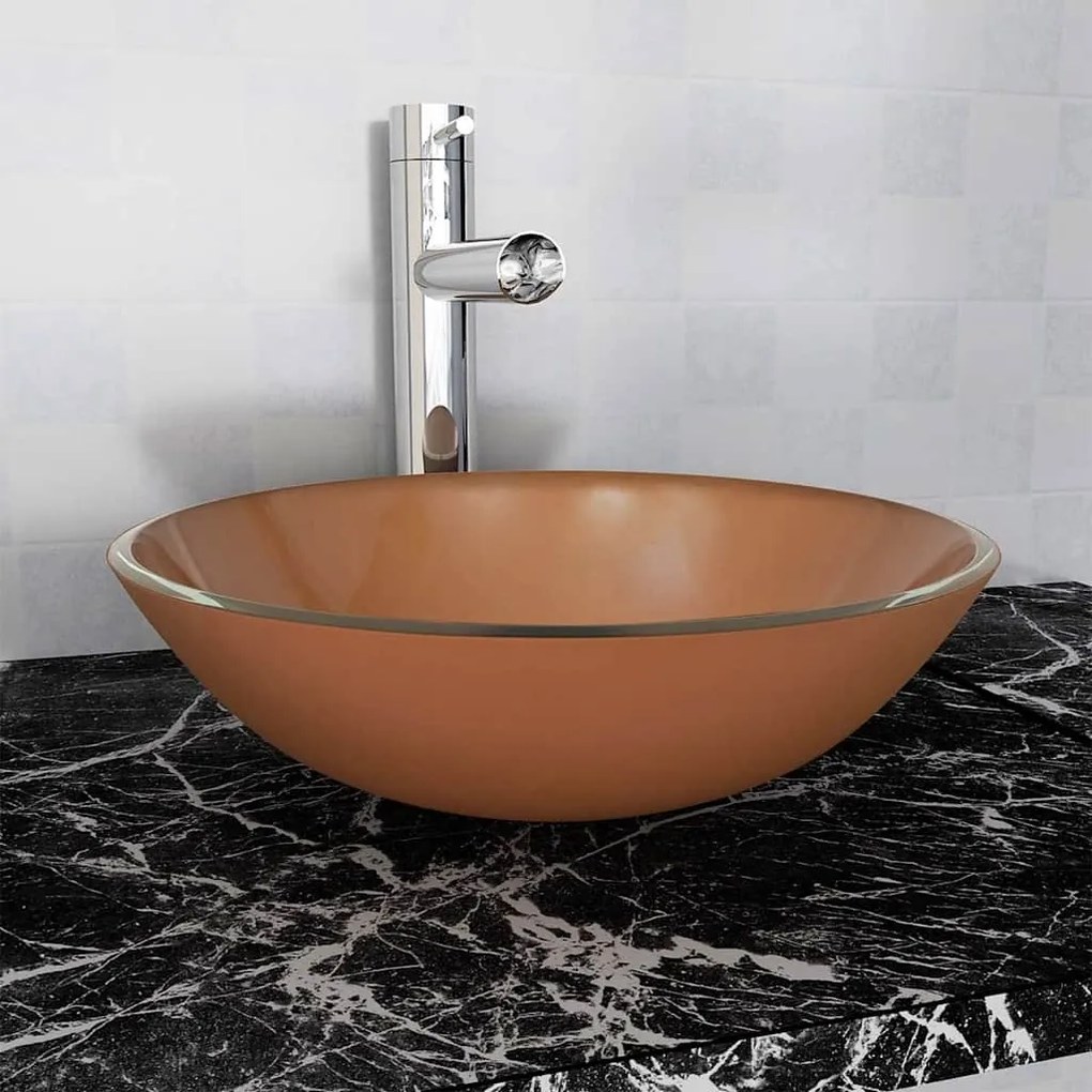 Umyvadlo z tvrzeného skla 42 cm hnědé 142232