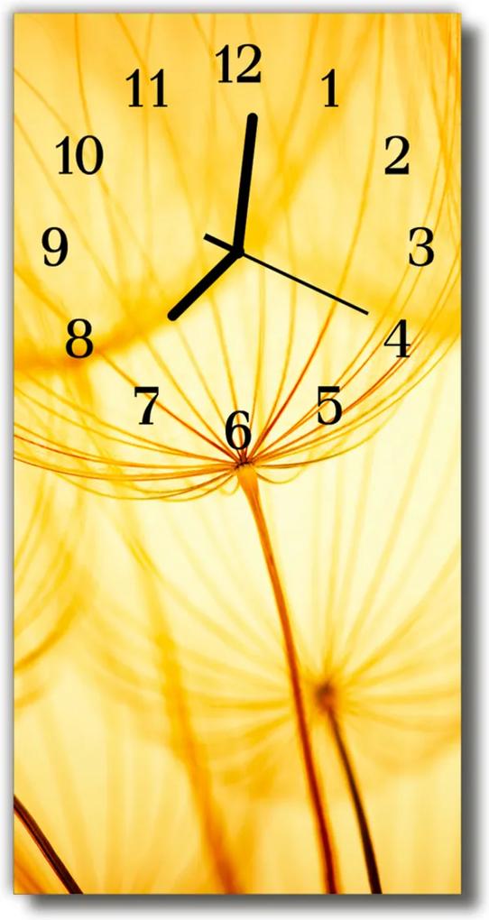 Skleněné hodiny vertikální  Květiny Pampeliška žlutá