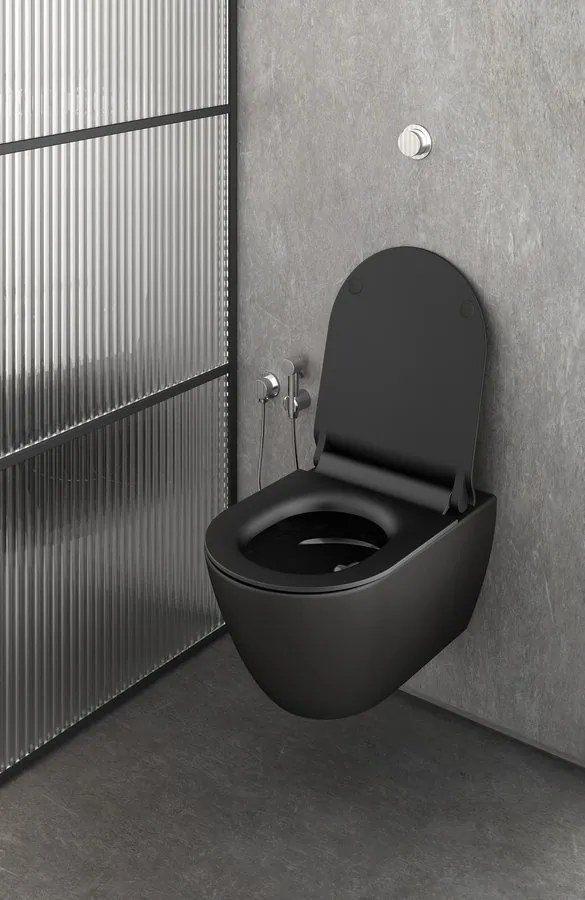 GSI GSI, PURA závěsná WC mísa, Swirlflush, 55x36 cm, černá dual-mat, 881526