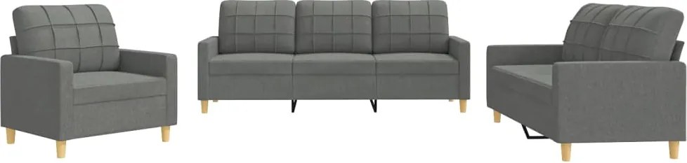 3dílná sedací souprava s poduškami tmavě šedá textil 3201243