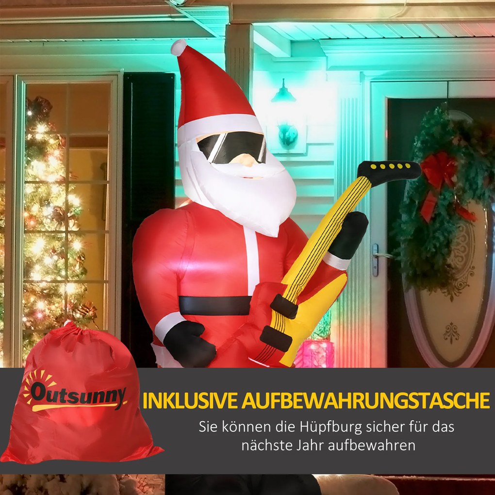 Outsunny Vánoční dekorace Nafukovací Santa Claus venkovní vánoční dekorace, včetně ventilátoru, 140 cm, červená + bílá