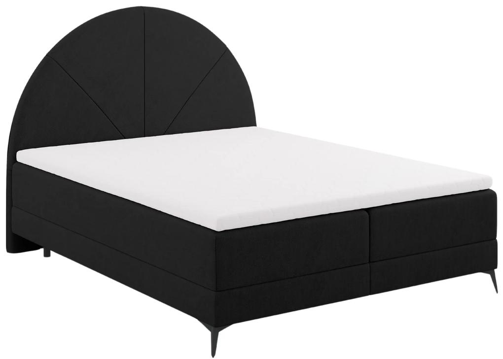 Černá čalouněná dvoulůžková postel boxspring Cosmopolitan Design Sunset 160 x 200 cm
