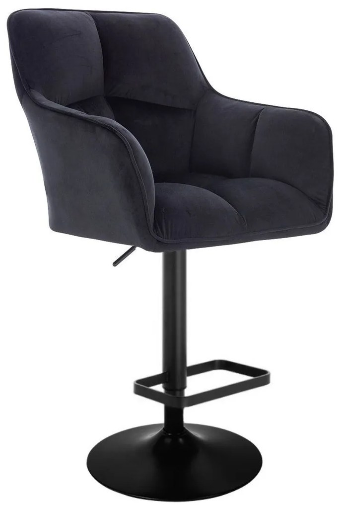 LuxuryForm DESIGN Barová židle AMALFI VELUR na černé kulaté podstavě - černá