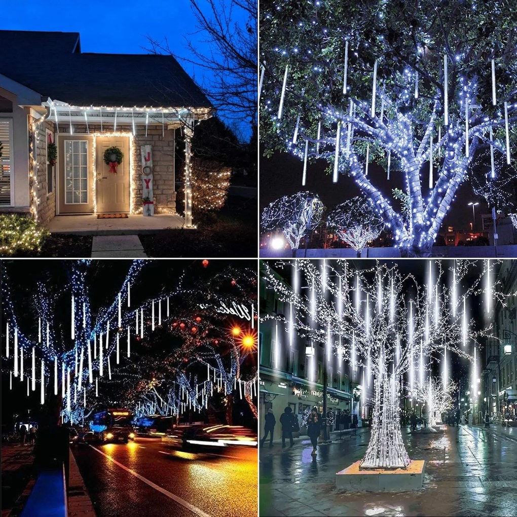 Vánoční LED kapající rampouchy - 8ks, 50cm, různé barvy Barva: Různobarevná