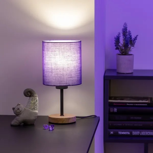 Brilagi - Stolní lampa NUBILA WOOD 1xE27/25W/230V dub/fialová