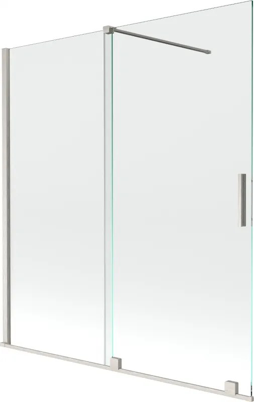 Mexen Velar, 2-křídlová posuvná vanová zástěna 150 x 150 cm, 8mm čiré sklo, broušená ocel, 896-150-000-01-97