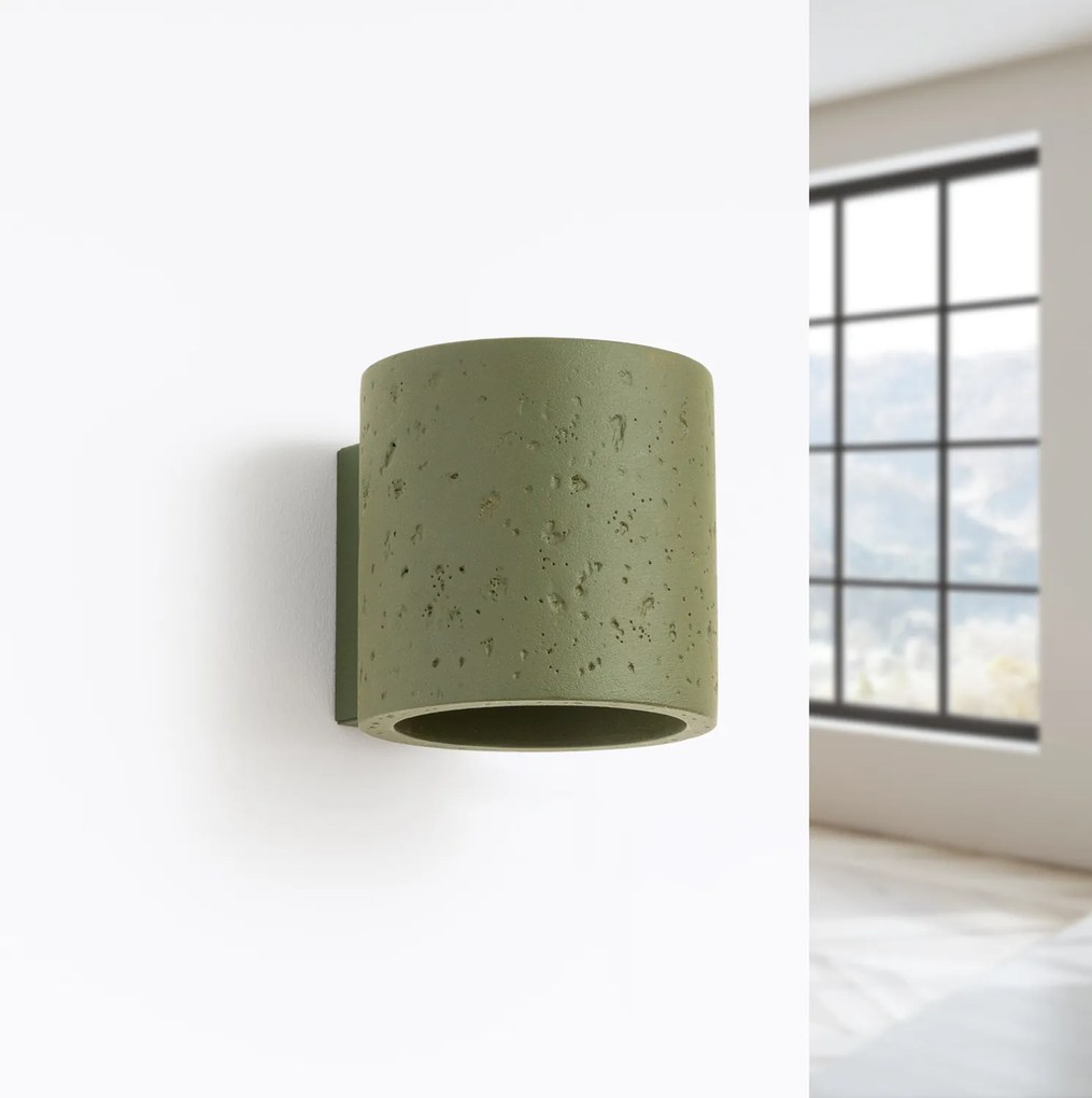 Sollux Lighting Nástěnná lampa ORBIS betonová olivově zelená