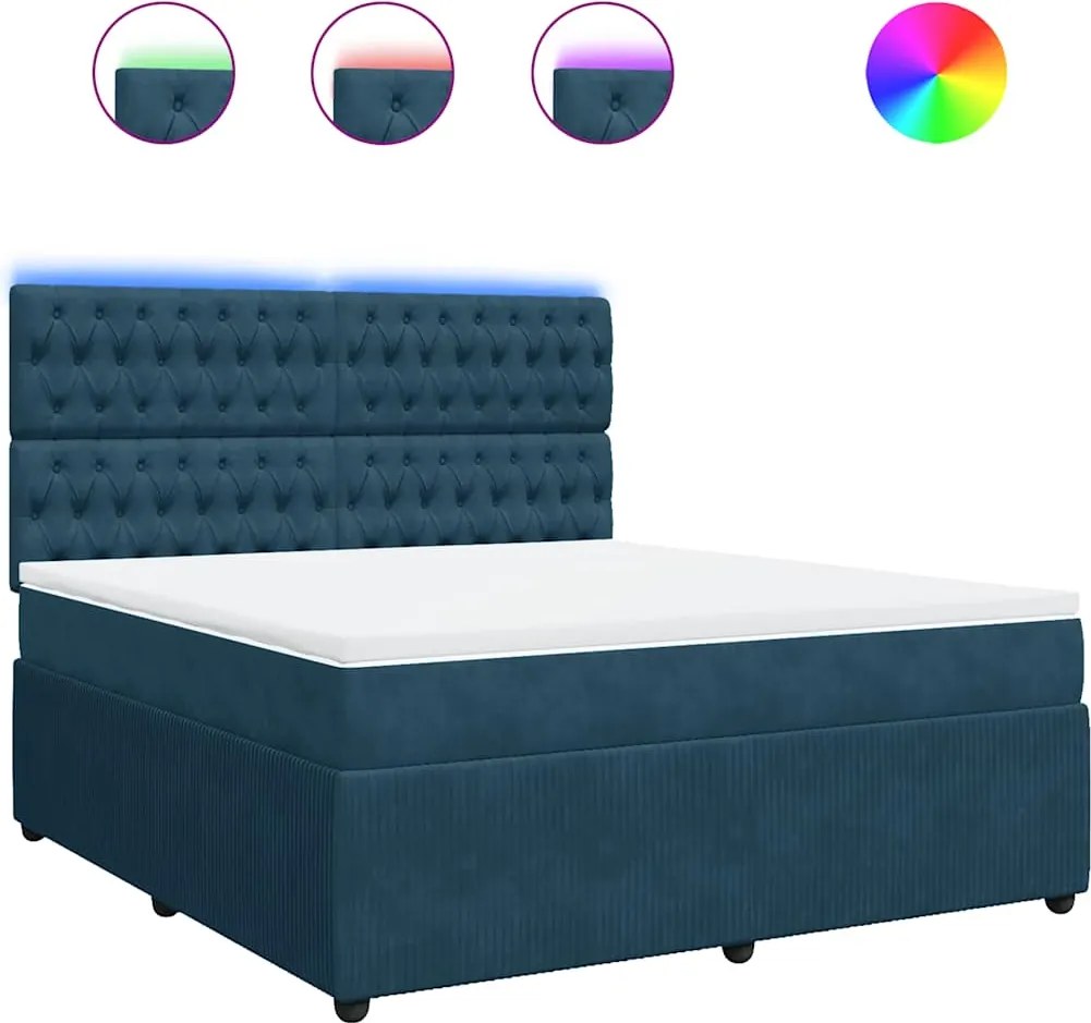 Box spring postel s matrací modrá 180 x 200 cm samet 3294716