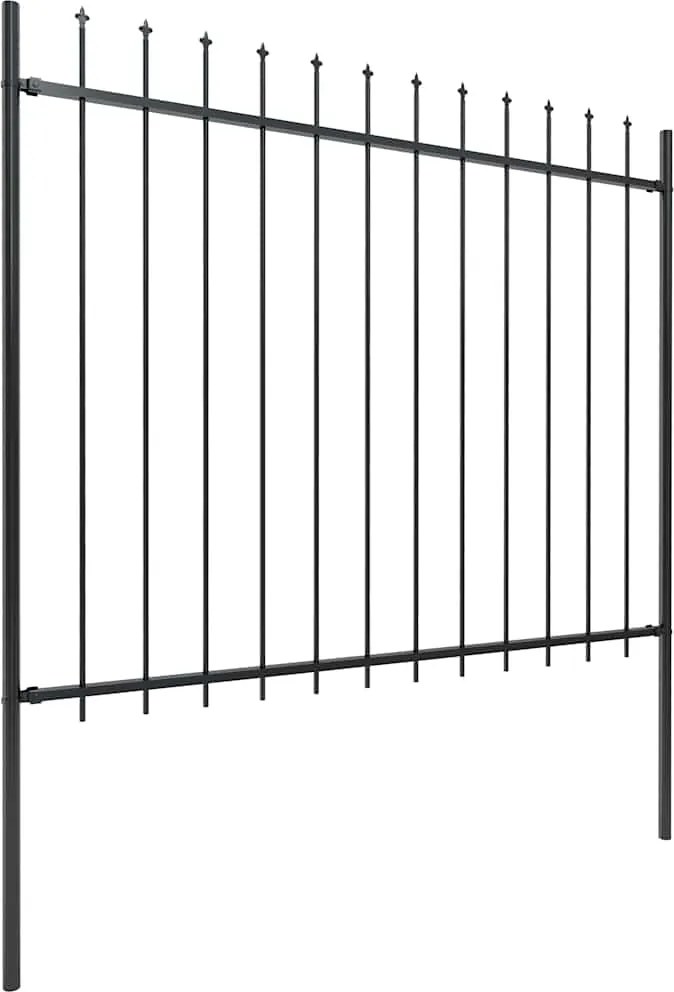 Zahradní plot s kopím nahoře ocelový 838 x 150 cm černý 277633