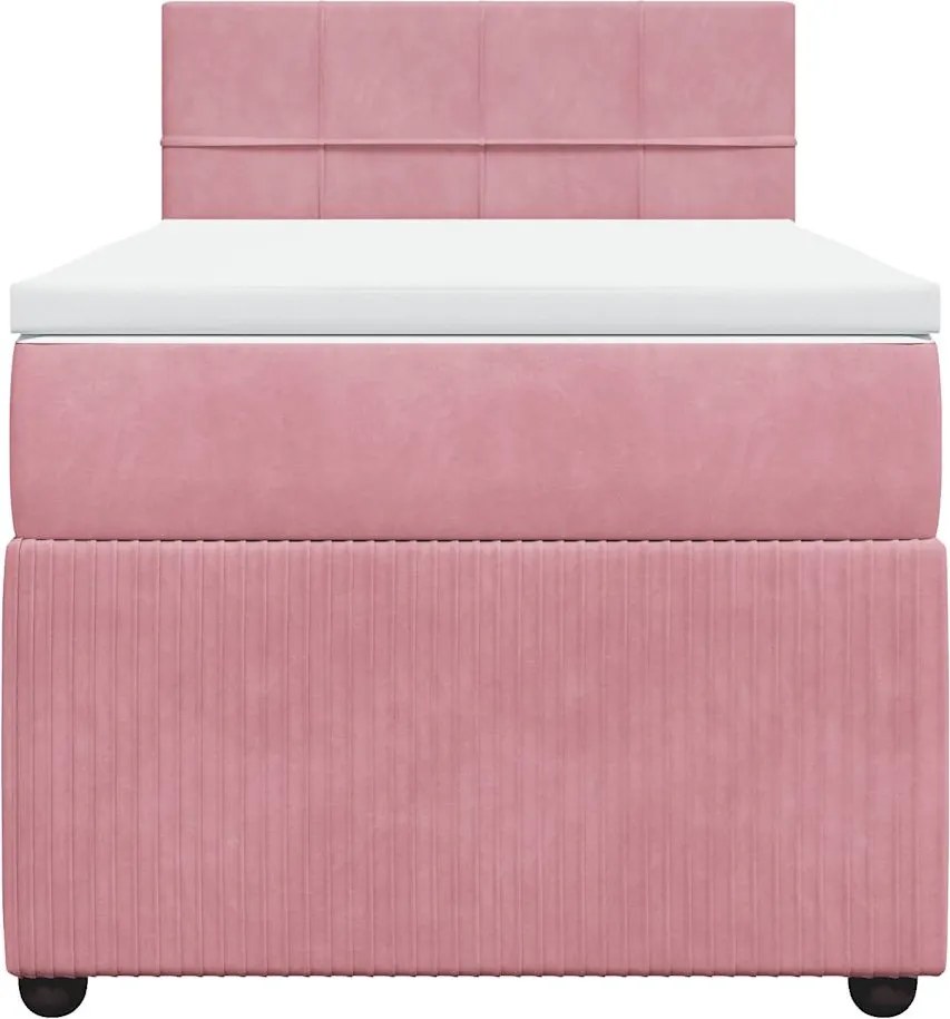 Box spring postel s matrací růžová 90x200 cm samet 3289955