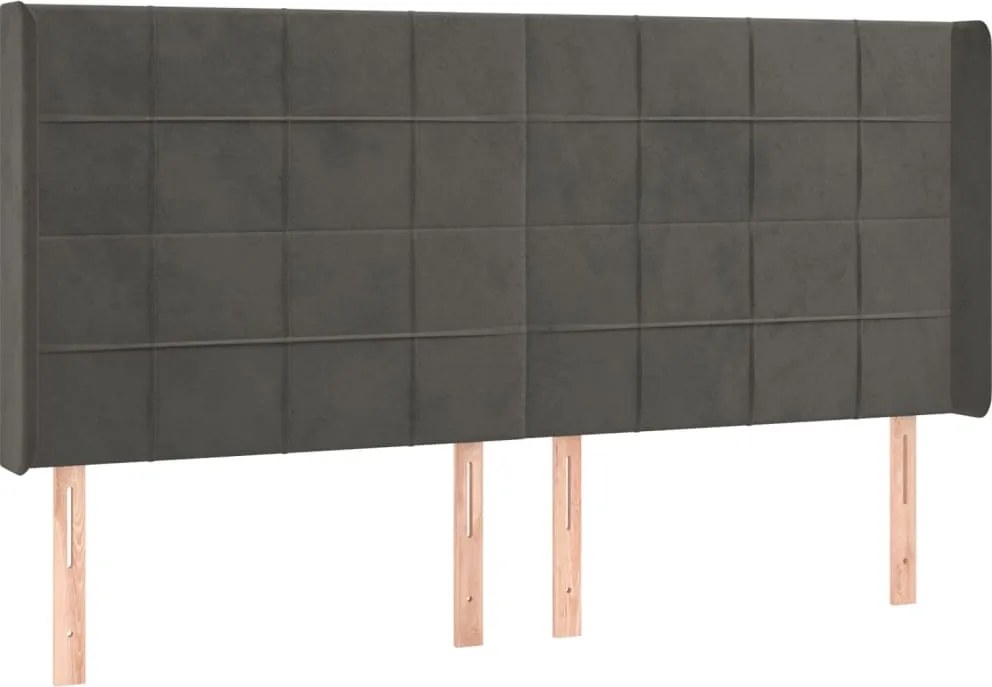 Box spring postel s matrací a LED tmavě šedá 160x200 cm samet 3139572