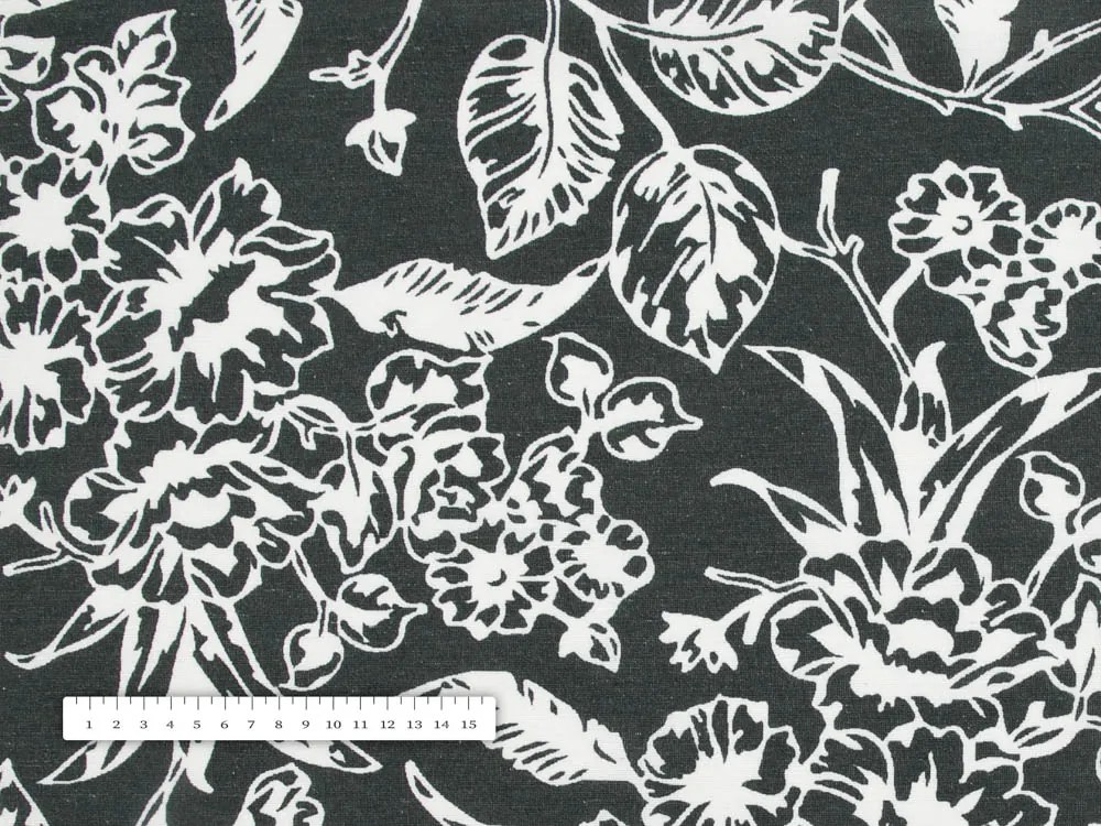 Biante Dekorační čtvercový ubrus PML-105 Bílé květiny na černém 110x110 cm