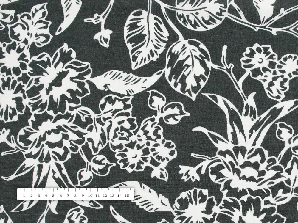 Biante Dekorační obdélníkový ubrus PML-105 Bílé květiny na černém 120x180 cm