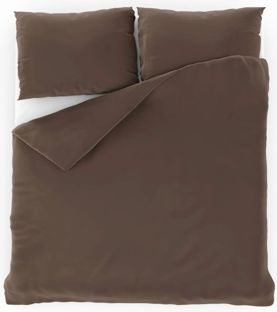 Saténové bavlněné prodloužené povlečení LUXURY COLLECTION 140x220, 70x90cm tmavě hnědé