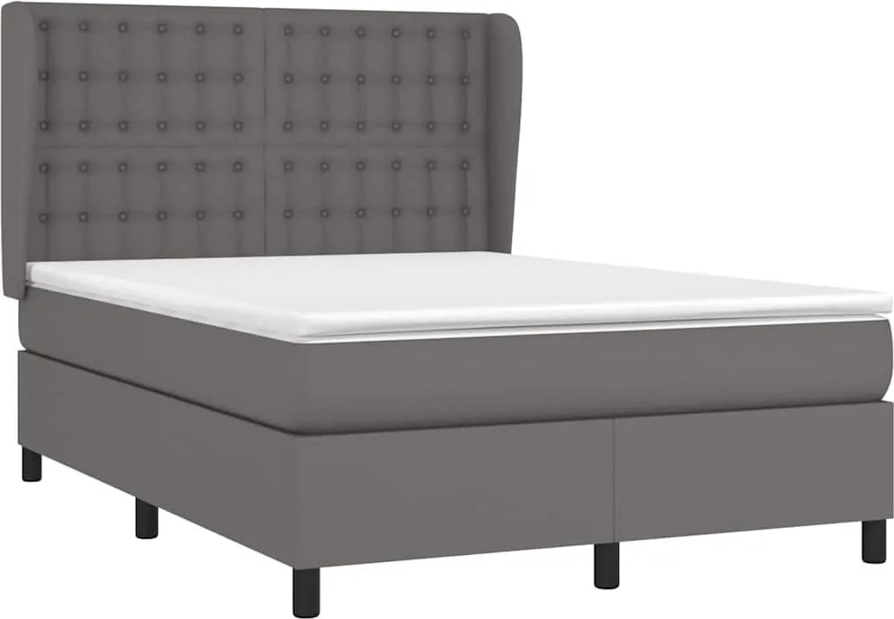 Box spring postel s matrací šedá 140x200 cm umělá kůže 3129037