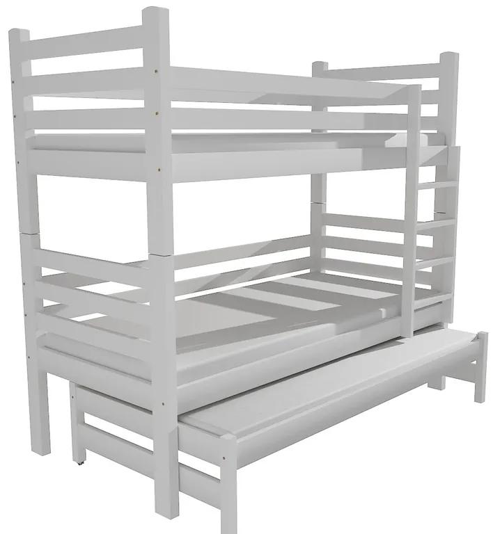 Vomaks Patrová postel s výsuvnou přistýlkou M 008 NEW* 80 x 200 cm netransparentní barva bílá 100 cm (+20 cm vsuvky mezi lůžky a prodloužený žebřík)