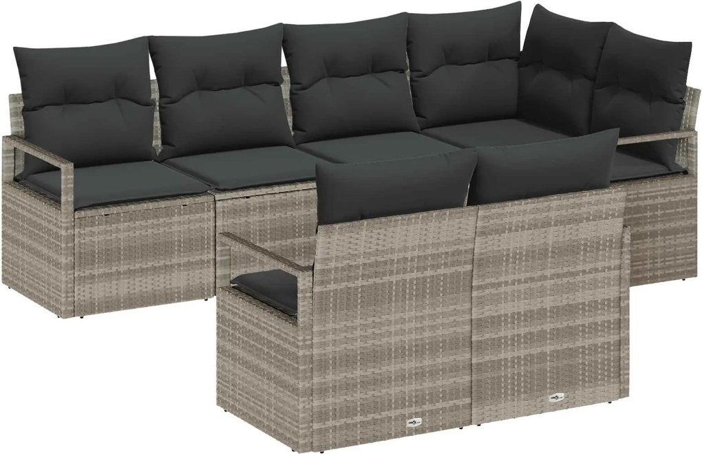 Set pohovek 7 ks Světle šedá polyratan 3346422