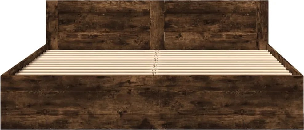 Rám postele s čelem kouřový dub 180 x 200 cm kompozitní dřevo 3295545