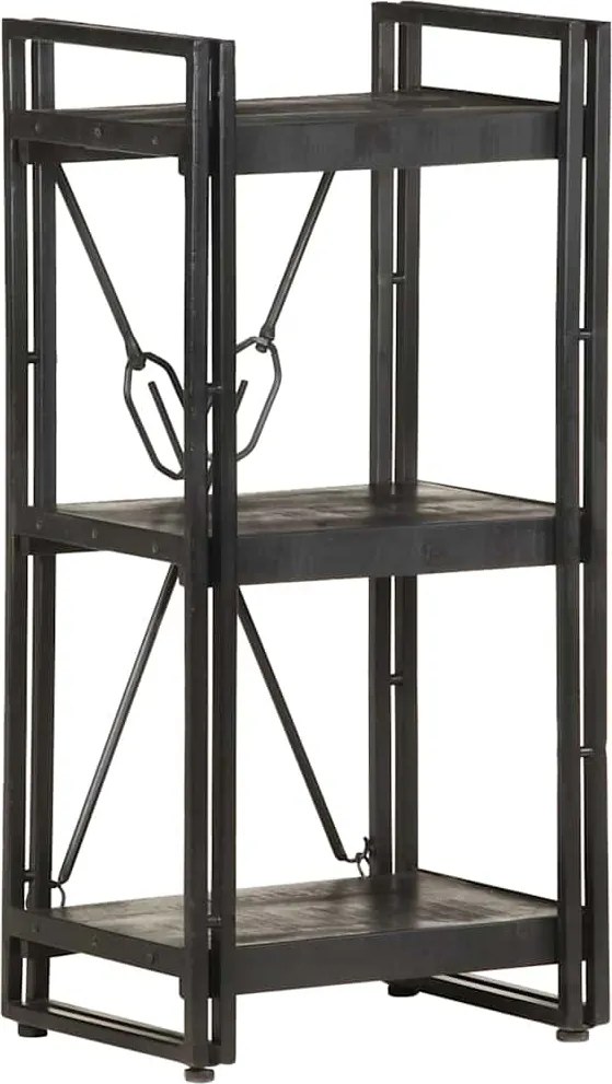 Knihovna se 3 policemi černá 40 x 30 x 80 cm masivní mangovník 320625