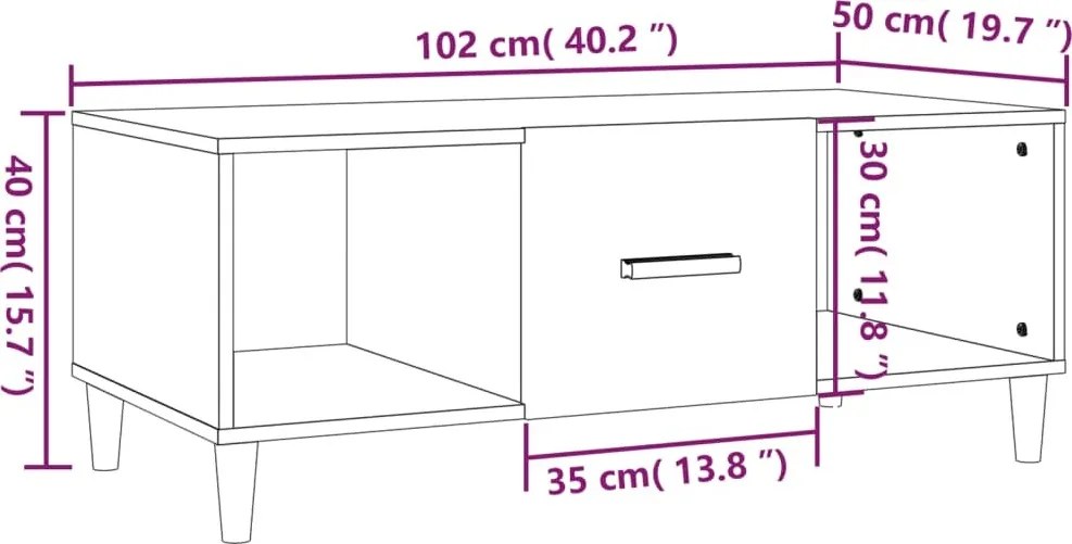 vidaXL Konferenční stolek 102 x 50 x 40 cm kompozitní dřevo [812690] Barva: šedá sonoma