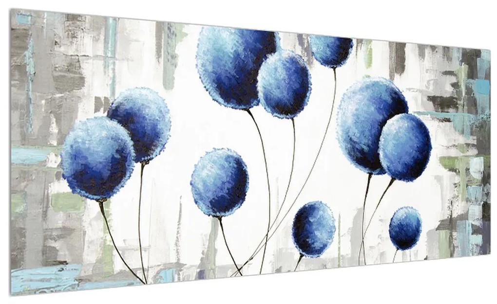 Abstraktní obraz - modré balónky (100x40 cm)