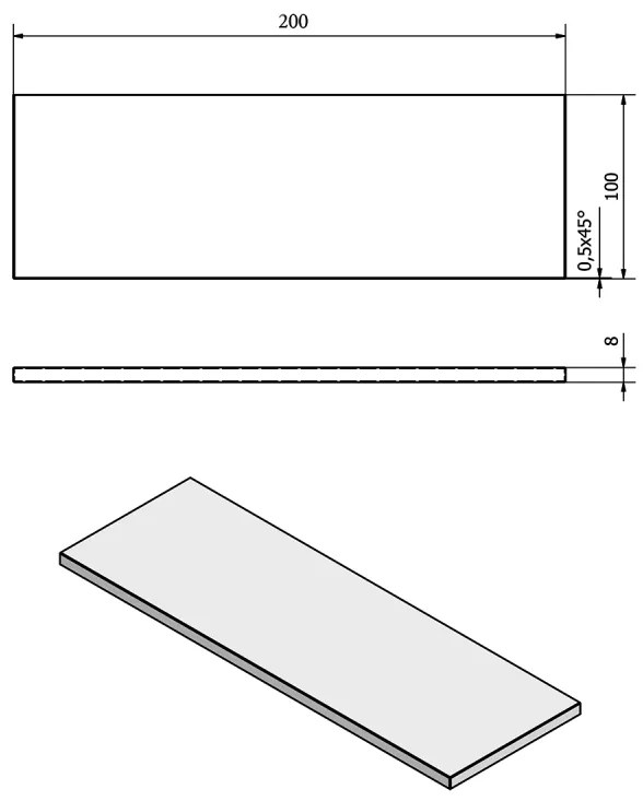 Sapho Police 200x100x8mm, mléčné sklo 22478