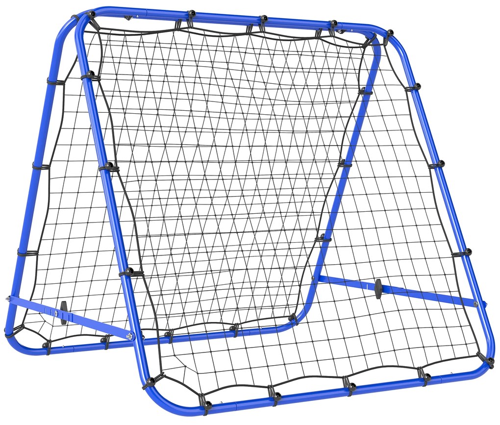 HOMCOM fotbalová odrazová branka odrazová síť nastavitelná na obou stranách 5 úrovní ocelová modrá 100 x 95 x 90 cm pro trénink a hru | Aosom.de