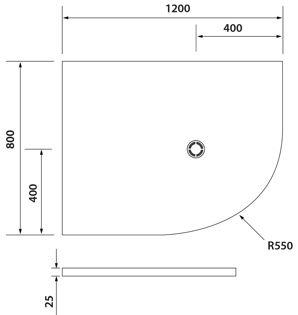 Polysan FLEXIA vanička z litého mramoru čtvrtkruh, 120x80x2,5 cm, R550, levá, 91281