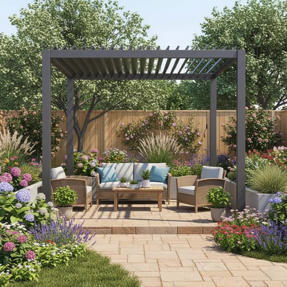 Bioklimatická pergola, antracit, 3x3 m, ZIA
